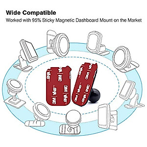 6pcs Rectangle 3M Sticky Adhesive Replacement Kit, for Magnetic Car Dashboard Phone Mount Base Sticker Parts,VIIMAKE Double Side 3M VHB Tape Adhesive Pads (Red)