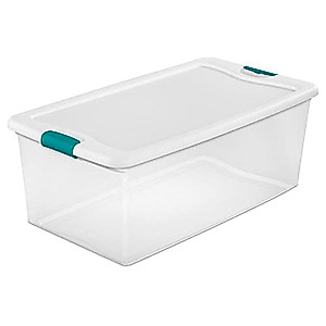 Sterilite 14998004 Plastic Liter Latch Box, Clear, 106 Quarts