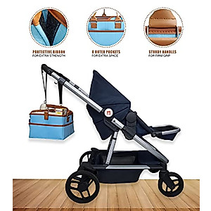 MELWEY Diaper Caddy - Newborn Essentials Must Haves,Baby Registry Basket,Nursery Changing Table and Car Storage Basket Organizer for Baby Boys Girls Shower Gift (Blue With Straps)