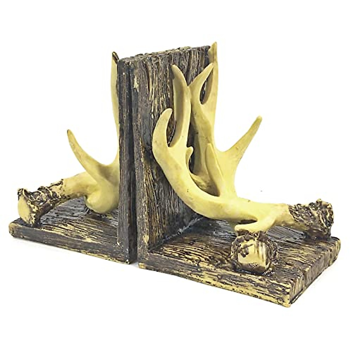Bellaa Decorative Bookends Antler Rustic Unique Book Ends Home Office Books Shelves Stoppers Holder Nonskid Deer Cabin Decor Mountain Lodge 8 Inch