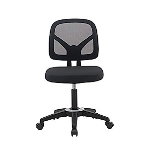OFFICE FACTOR Mid Back Task Armless Office Chair, Computer Mesh Chair 360 Swivel Revolving Task Chair Without Arms, Black Mesh Back Desk Chair with Wheels for Office, Home Office or Students.