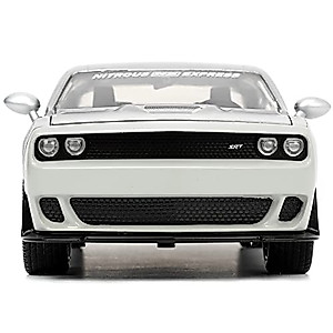 Jada Toys Big Time Muscle 1:24 2015 Dodge Challenger SRT Hellcat Die-cast Car Silver/Black Flames, Toys for Kids and Adults