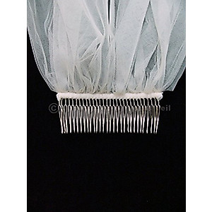 SAMKY 1T 1 Tier Rhinestones Crystal Edge Wedding Veil - Light Ivory Fingertip Length 36" V328