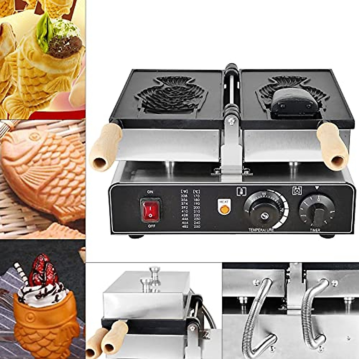 Veloqua 110V Commercial Taiyaki Waffle Maker Stainless Steel Commercial Taiyaki Waffle Maker Machine Great choice for bakeries, restaurants, kiosks, canteens, etc.