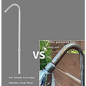 Artiwell Outdoor Shower Fixture System,with Rustproof Riser and Riser Extension, Double Handle Utility Shower Faucet with Showerhead and Soap Dish, Polished Chrome