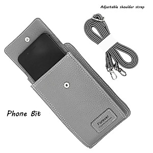 FFpaw Small Cellphone Shoulder Bag Lightweight Leather Crossbody Phone Purse RFID Blocking Card Holder Wallet Handbag for Women(Gray)
