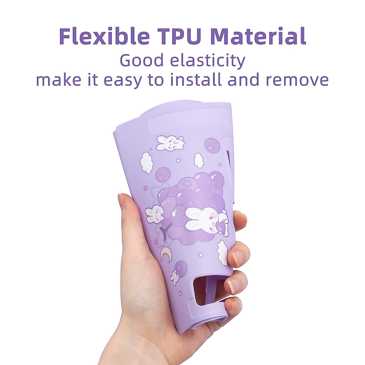 GeekShare Protective Case for Switch, Soft TPU Slim Case Cover Compatible with Nintendo Switch Console and Joy-Con (Grape Bunny)