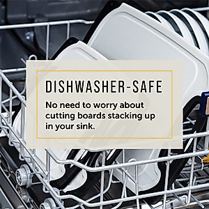 [3-Pack] Mess-Free Meal Prep Chopping Board Set – Food Grade Plastic Board for Safe Meal Prep – Sturdy Cutting Boards for Kitchen Dishwasher Safe – All-Purpose Cutting Board Set with Holder