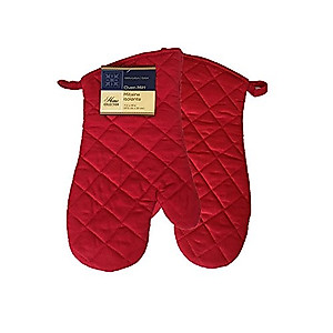 This (Red) Kitchen Starter Set Has Oven Mitts, Pot Holders, Kitchen Towels, Micro-Scrubber Dish Cloths, A Drying Mat, a Refrigerator Magnet Filled With Kitchen Safety Tips and more.