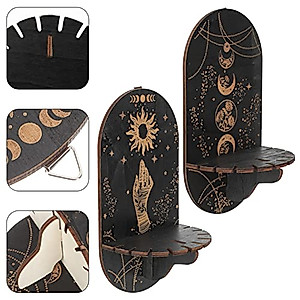 Operitacx 2pcs Wooden Crystal Display Shelf Crystal Holder Wall Mounted Witch Stuff Rack Stand Witchy Room Decoration for Crystals Stone Essential Oil