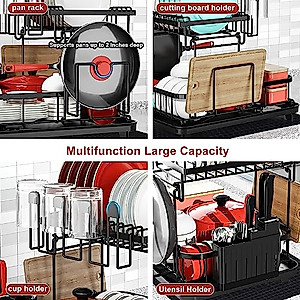 Cibert 5-Pack Shower Shelves for Inside Shower & 2 Tier Dish Drying Rack with Drainboard Set