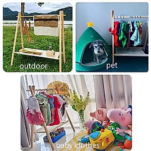 Morimoe Garment Rack for Pets/Dolls/Baby, Hanger Rack, Dress up Storage, Clothes Organizer, Wooden (Beige, Medium)