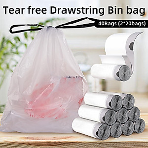 4 Gallon Trash Bags, 40 Count Drawstring Garbage bags, Thickened Unscented Wastebasket Liners for Bathroom Bedroom Office Trash Can