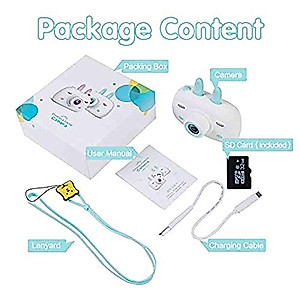 Gmlmes Kids Video Camera Digital Rabbit Camera for Girls Boys Toddlers 3-10 Year Old Birthday Gifts 1080P HD Shockproof Rechargeable Video Recorder Player with 2.4 Inch IPS Screen (Blue)