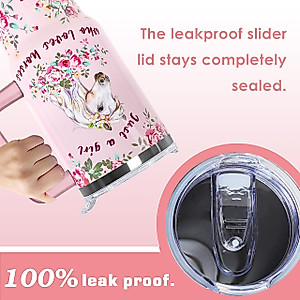 Omezin 40 Oz Horse Tumbler With Handle - 40oz Double Insulated Travel Coffee Mug With Lid and Straw - Horse Lover Gifts for Women