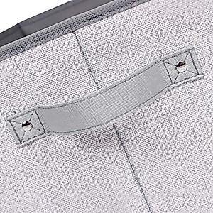 Kntiwiwo Storage Bin Fabric Storage Baskets for Closet Shelves Decorative Storage Boxes Rectangle Basket with Handles Labels for Home Bedroom Living Room Office 14.4”x10”x8.3” Gray Set of 3