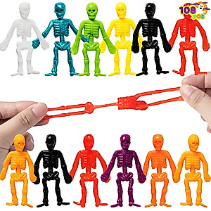 JOYIN 108 PCS Halloween Stretchy Skeletons, Halloween Sticky Hands Toys Bulk for Halloween Party Favors Decorations, Kids Student School Classroom Favors, Carnival Game Prizes, Goodie Bag Fillers