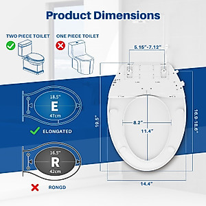 Non-Electric Bidet Toilet Seat, Elongated Swash Dual Nozzle System Seat with Adjustable Ambient Water, Easy Installation, White Bidet Attachment, Fit for Bathroom Toilet.