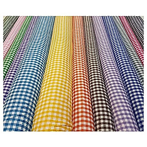 5 Yards Checkered Fabric 60" Wide - Gingham Buffalo Check Fabric | 100% Polyester White & Red Check Fabric | Perfect for Parties Fabric, Picnics, Indoor and Outdoor Table Cloths and Curtains