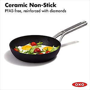 OXO Professional Hard Anodized PFAS-Free Nonstick, 8" Frying Pan Skillet, Induction, Diamond reinforced Coating, Dishwasher Safe, Oven Safe, Black