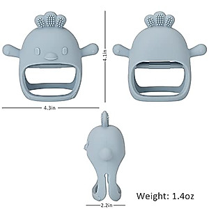 Socub Silicone Baby Teether Toy for Infants 3+ Months, BPA Free Anti-Drop Silicone Mitten Teething Toy for Soothing Sore Gums, Baby Chew Toys for Sucking Needs, Olive