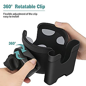 Guiseapue Stroller Cup Holder with Phone Holder, Universal Bottle Holder for Wheelchair, Walker, Bike, Scooter, Stroller Accessories for Uppababy, Nuna, Bugaboo, Doona, Gifts for Women, Mom, Men