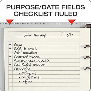 Oxford 6-Ring Professional Notebook, 7 x 9 Inch, Refillable Notebook, Ivory Paper, 100 Sheets, Blush Pink Faux Leather Cover (90005)