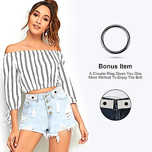 WHIPPY Buckle Free Comfortable Elastic Belt for Women or Men, Buckle-less No Bulge No Hassle Invisible Belts, White, L