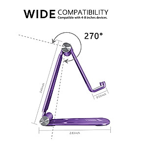 Tobeoneer Adjustable Cell Phone Stand Phone Holder for Desk, Portable Small Size Desktop Dock for iPhone 13 12 11 XR XS X 8 7 6 Plus Samsung Google, Office Home Décor (Purple)
