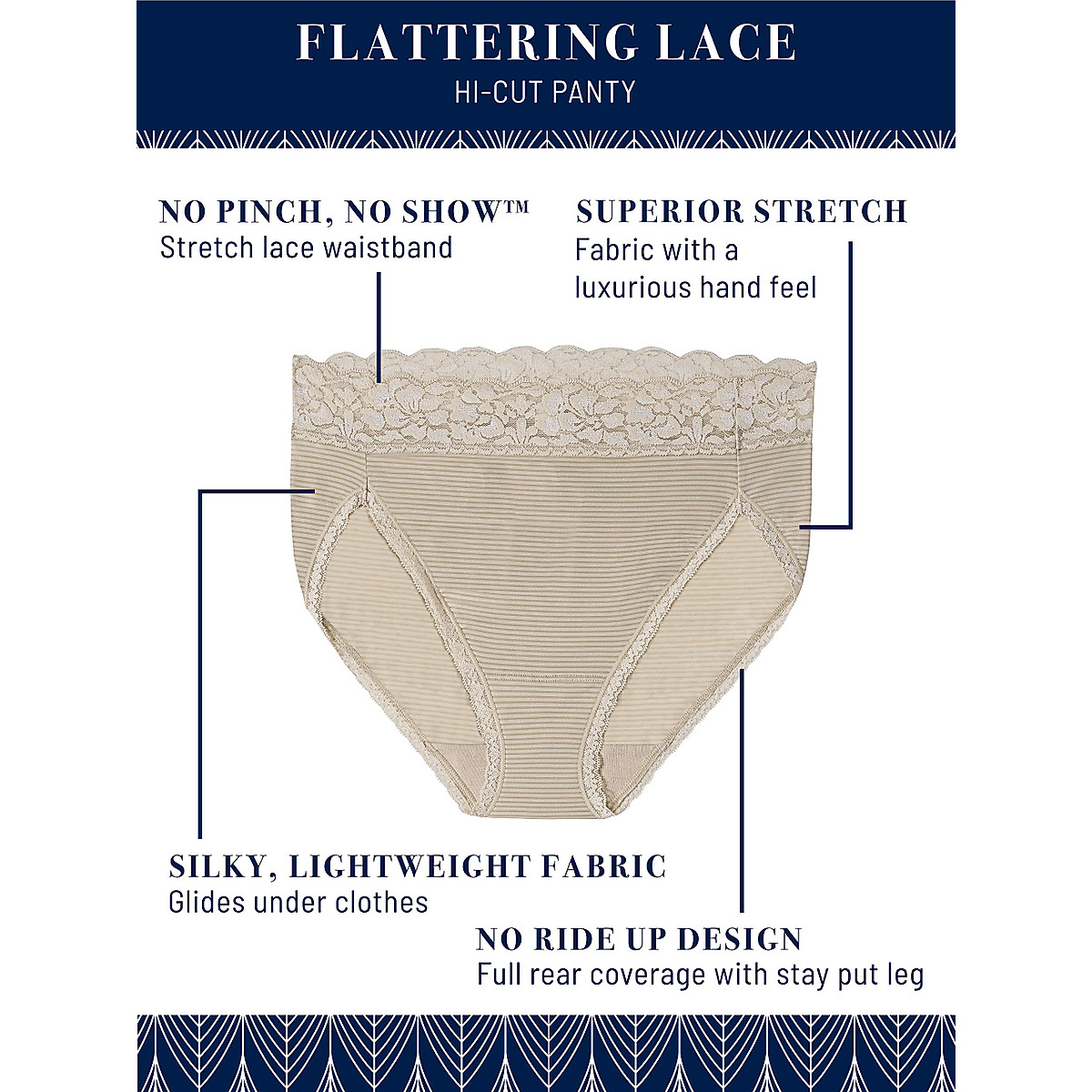 Vanity Fair Women's Flattering Lace Panties: Lightweight & Silky with Superior Stretch, White, 7