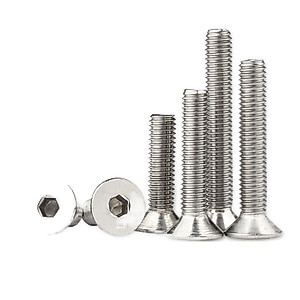 10pcs 304 Stainless Steel countersunk Head Hexagon Socket Bolt Flat Cup Head Full Thread Extension Screw Hexagon Socket Screws (Size : M5*12)