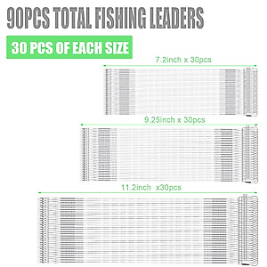 KINBOM 90pcs Fishing Tackle Leaders, Stainless Steel Fishing Leader Line Wire with Swivel Buckles for Saltwater & Freshwater Connecting Fishing Tackle Lure or Hook (Silver)