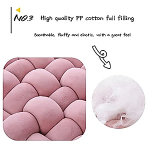 XVTRU Knot Throw Pillows Square Decorative Cushion Velvet Hand Knotted Pillow 13 Inch Sofa Lumbar Pillow for Living Room Bay Window Knot Floor Pillows Home Decorative Plush Cushion