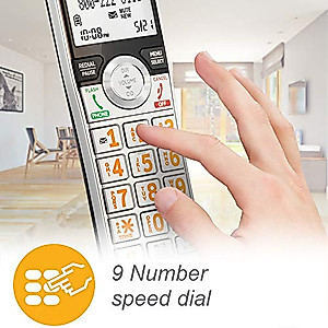 AT&T CL84307 Dect 6.0 Expandable Corded/Cordless Phone with Smart Call Blocker, Silver/Black with 3 Handsets