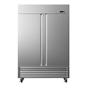HIPOPLLER 54" W Double 2 Door Commercial Refrigerators, Stainless Steel Reach-in Commercial Fridge Cooler 49 Cu. Ft with 8 Shelves and LED Light, 115v for Commercial Kitchen, Restuarant, Bar, Shop
