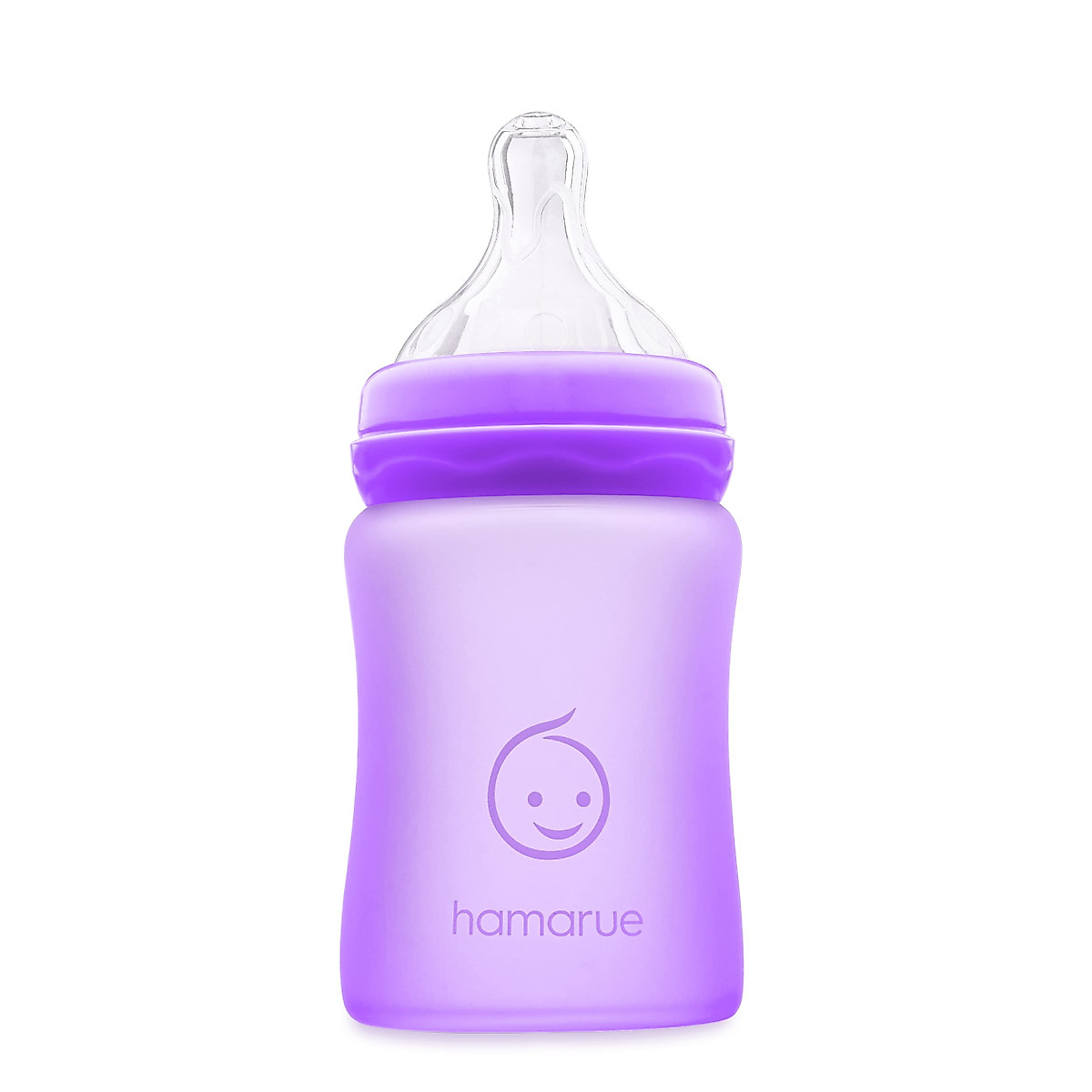 Hamarue 3-in-1 Glass Sippy Cups for Toddlers | Silicone Coated Glass Baby Bottles | Non-Toxic Transition Cup for Baby with Removeable Handles | Baby Straw Cup NB+,3M,6M,12M (Purple, 5 oz)