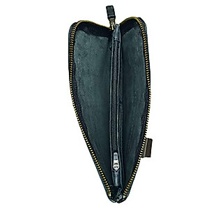 Hide & Drink, Long Zippered Wallet Handmade from Full Grain Leather (Charcoal Black)