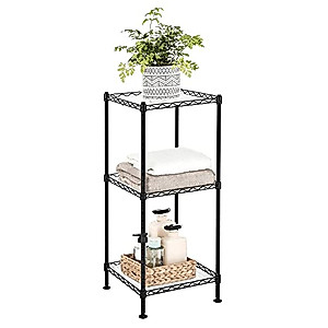 SONGMICS 3-Tier Bathroom Shelf, Wire Shelving Unit, Metal Storage Rack for Small Space, Total Load Capacity 132 lb, 11.8 x 11.8 x 28.7 Inches, with 3 PP Sheets, Adjustable Shelf, Black ULGR103B01