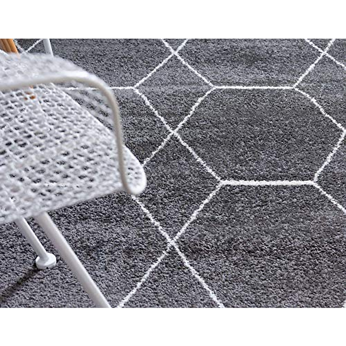 Unique Loom Trellis Frieze Collection Area Rug - Geometric (5' Octagon, Dark Gray/ Ivory)