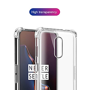 Hually Case for OnePlus 6T, OnePlus 7 Case, Crystal Clear TPU Gel Silicone Bumper Shockproof Protective Fiber Design Phone Protector Cover for OnePlus 6T/ 7