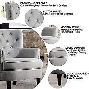 Rosevera Atlas Furniture Reading Arm Living Room Comfy Small Accent Chairs for Bedroom, Standard, Velvet Smoky Gray