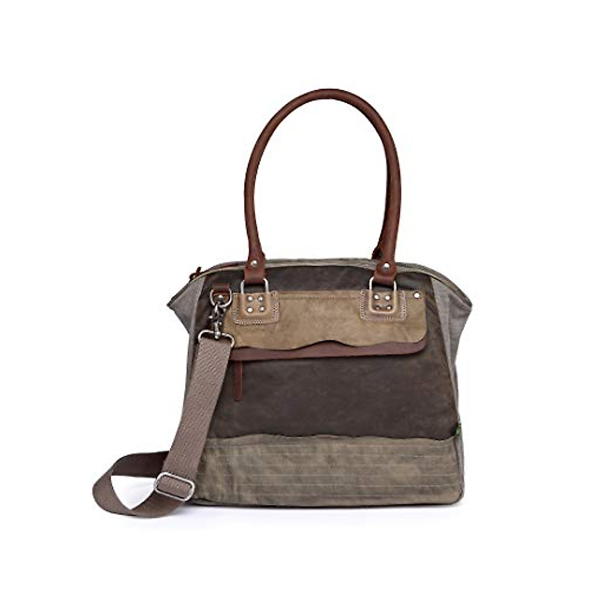 TSD Brand Tapa Canvas Satchel Bag (Grey)