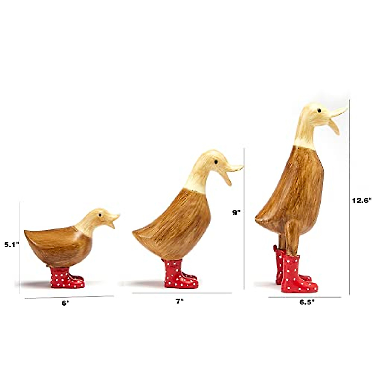 Duck Yard Decorations Yard Art Garden Puddle Ducks with Spotted Wellies Boots, Set of 3 - Garden Decor Statues, Duck Figurine Statue - Waterproof Indoor & Outdoor Lawn Gnome Ornament