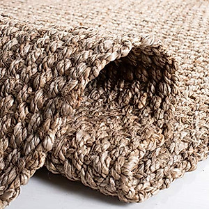 Safavieh Natural Fiber Collection 3' x 3' Square Natural NF189A Handmade Contemporary Rustic Farmhouse Premium Jute Entryway Living Room Foyer Bedroom Accent Rug