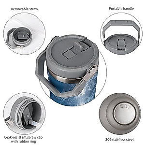 Great White Shark Opens Mouth 30 Oz Tumbler with Handle And Flip Straw, Stainless Steel Vacuum Insulated Travel Mug, Thermal Cup for Coffee, Water, Iced Drinks, Fits Car Cup Holders (Home, Sports)