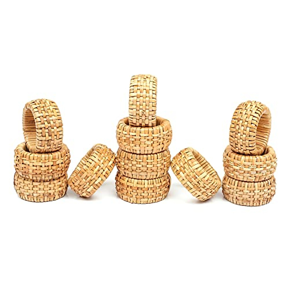 Goroly Home Natural Rattan Decorative Napkin Rings Set of 12, Serviette Napkin Rings Bulk for Party Decoration, Table Top Décor for Dinning Table, Everyday, Christmas, Easter Family Gatherings