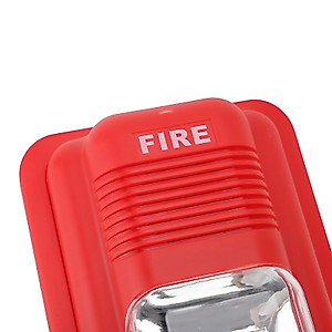 Audible and Visual Fire Alarm Device, Plastic Sound and Light Fire Alarm Warning Strobe Siren Alert Security System for Residential Buildings