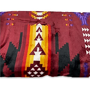 Nu Trendz Signature Southwest Design (Navajo Print) Sherpa Lined Throw 16112 Burgundy