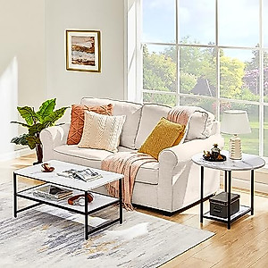 WOHOMO Coffee Table White Modern Coffee Tables for Living Room Detachable 2 Small Coffee Tables Faux White Marble