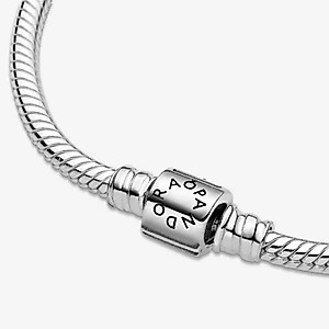 PANDORA Moments Barrel Clasp Snake Chain Bracelet - Silver Bracelet for Women - Sterling Silver - 7.9" - With Gift Box